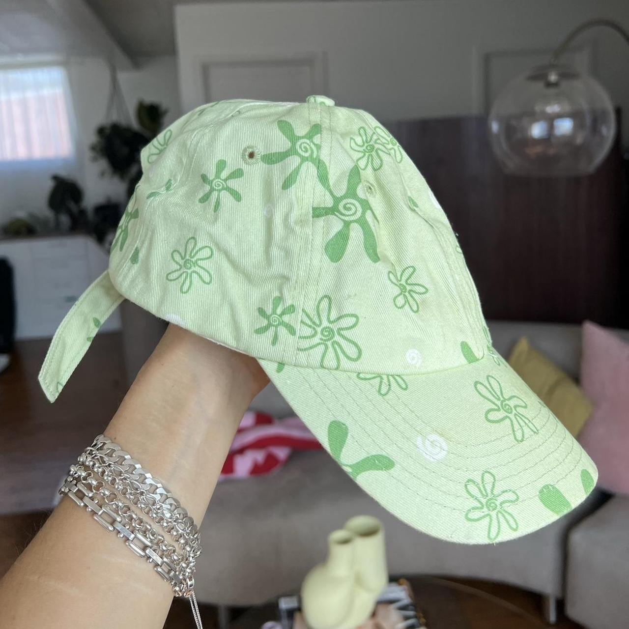 Green floral OWWY cotton cap - Depop