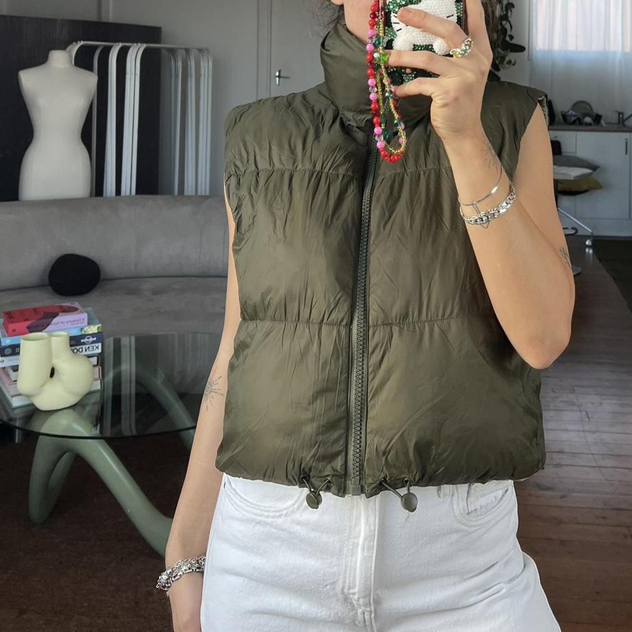 Reversible - sage green/forest green puffer vest... - Depop