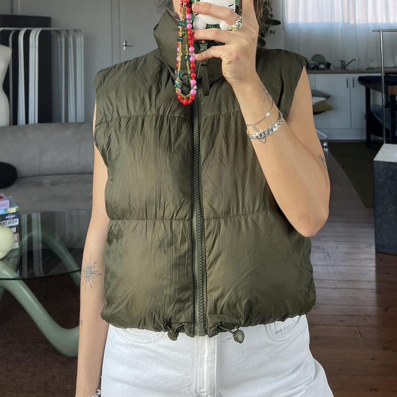 Reversible - sage green/forest green puffer vest... - Depop