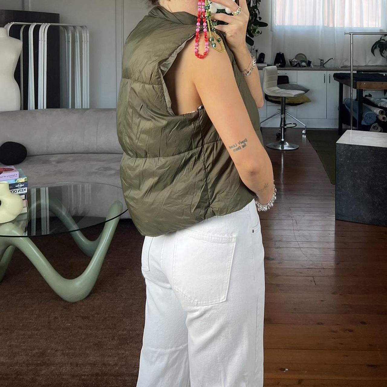 Reversible - sage green/forest green puffer vest... - Depop