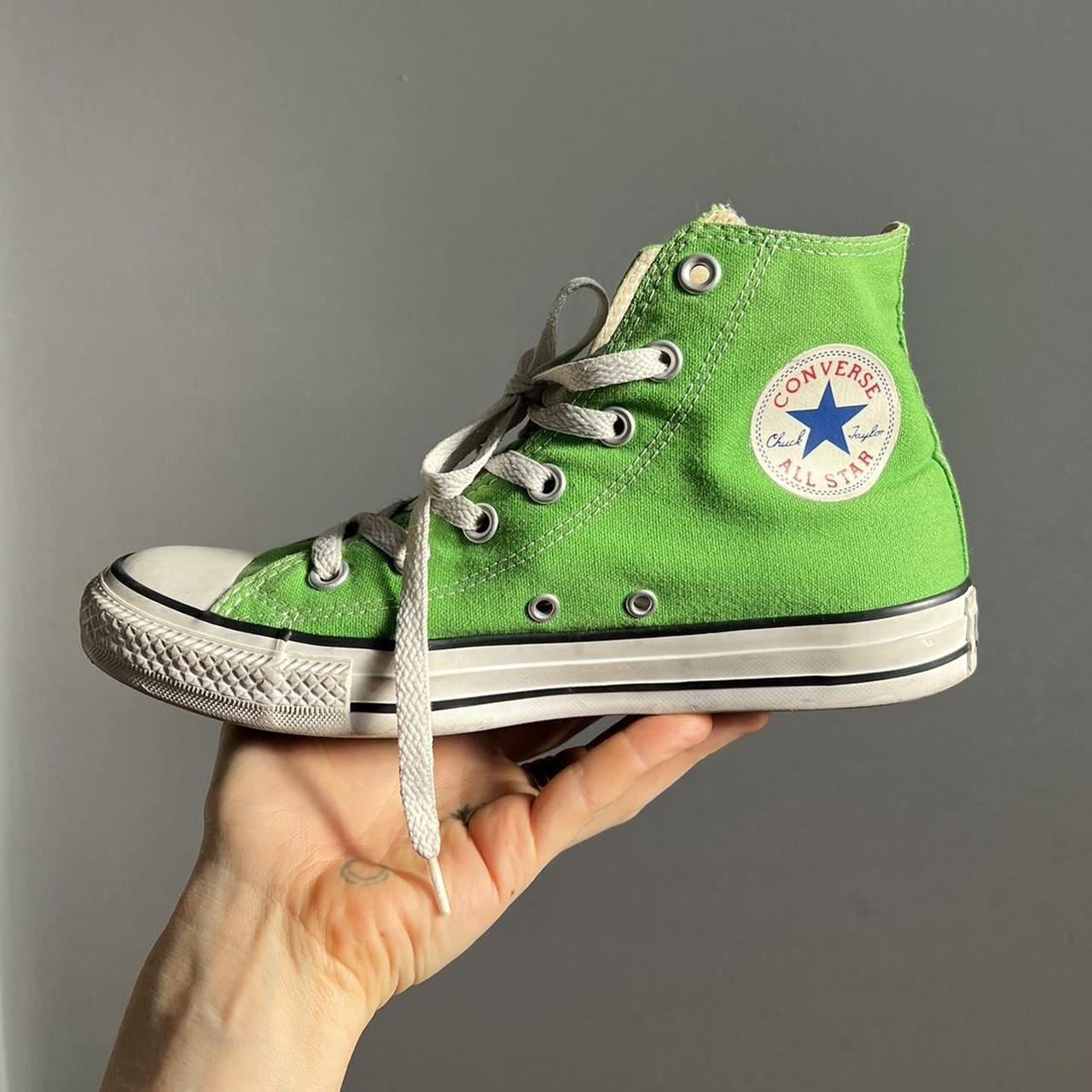 Grass green CONVERSE sneakers - high tops Size 6 /... - Depop