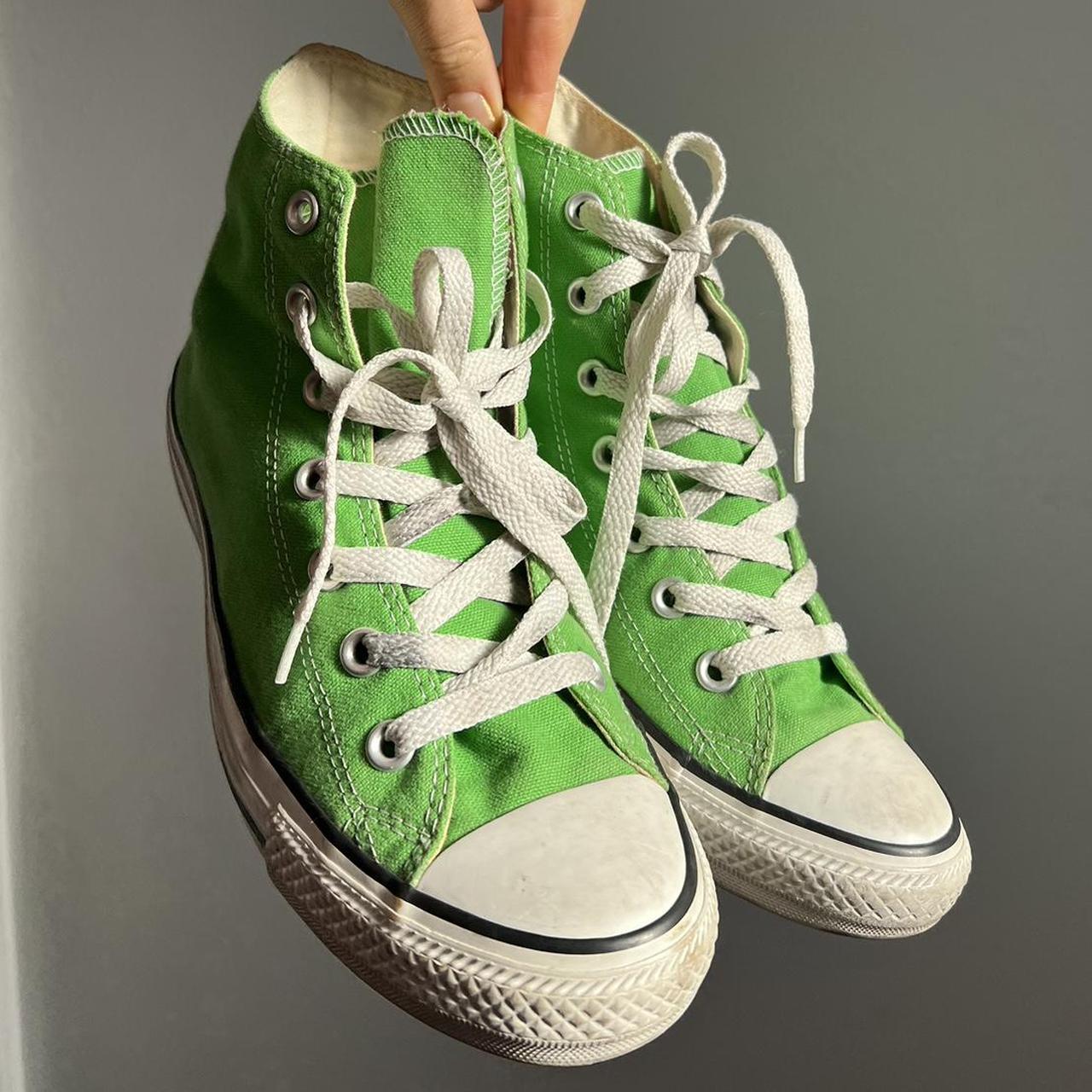 Grass green CONVERSE sneakers - high tops Size 6 /... - Depop