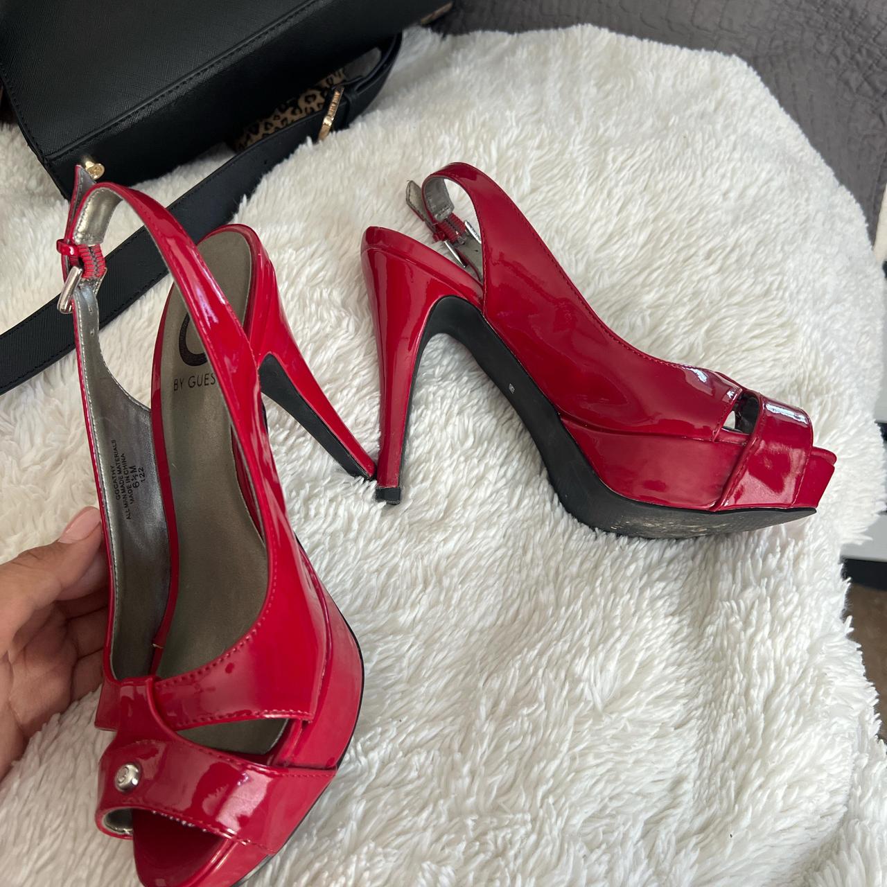 Red patent leather high heel sandals #glamour | Depop
