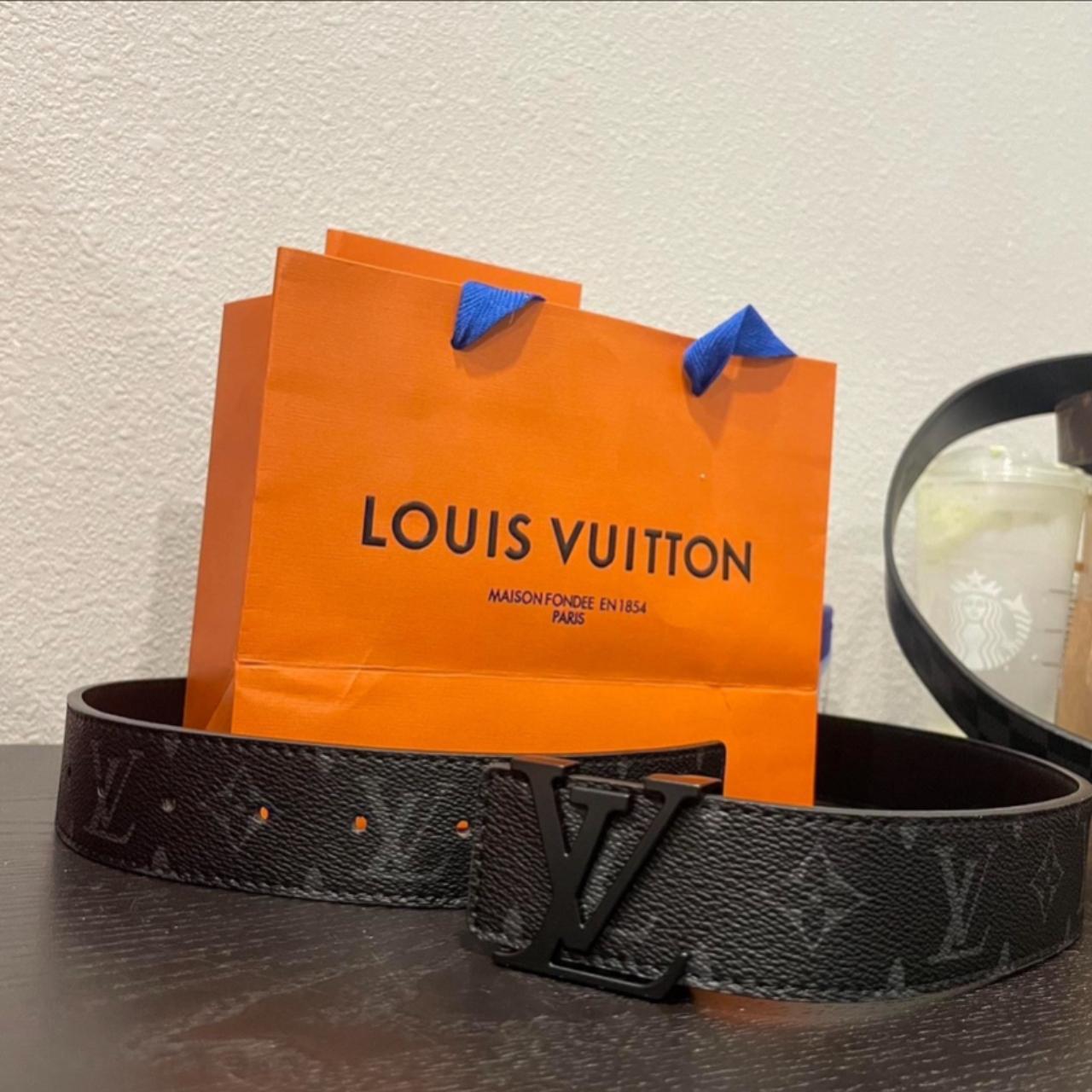 Black Luis Vuittton mens belt Waist size 30-36... | Depop