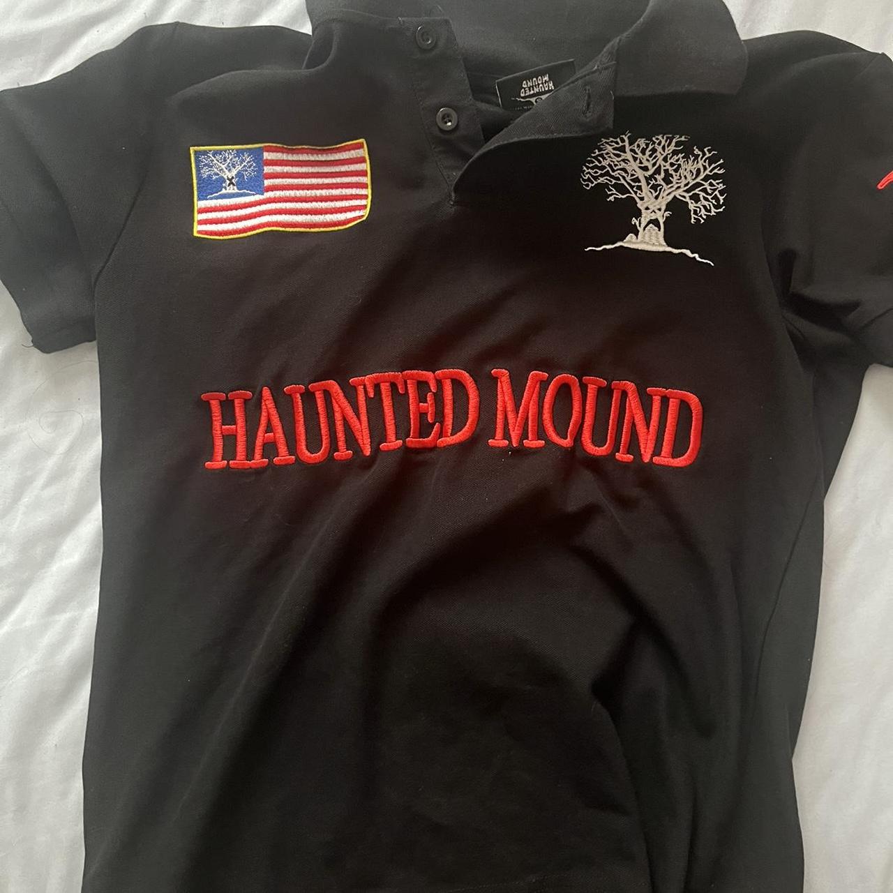 Small Black Haunted Mound Polo send... - Depop