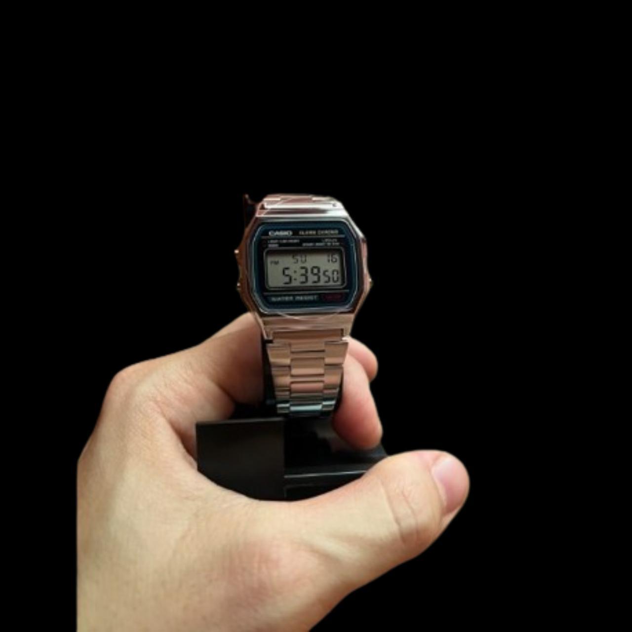 Casio Men's A158WA-1DF Stainless Steel - Like New - Depop