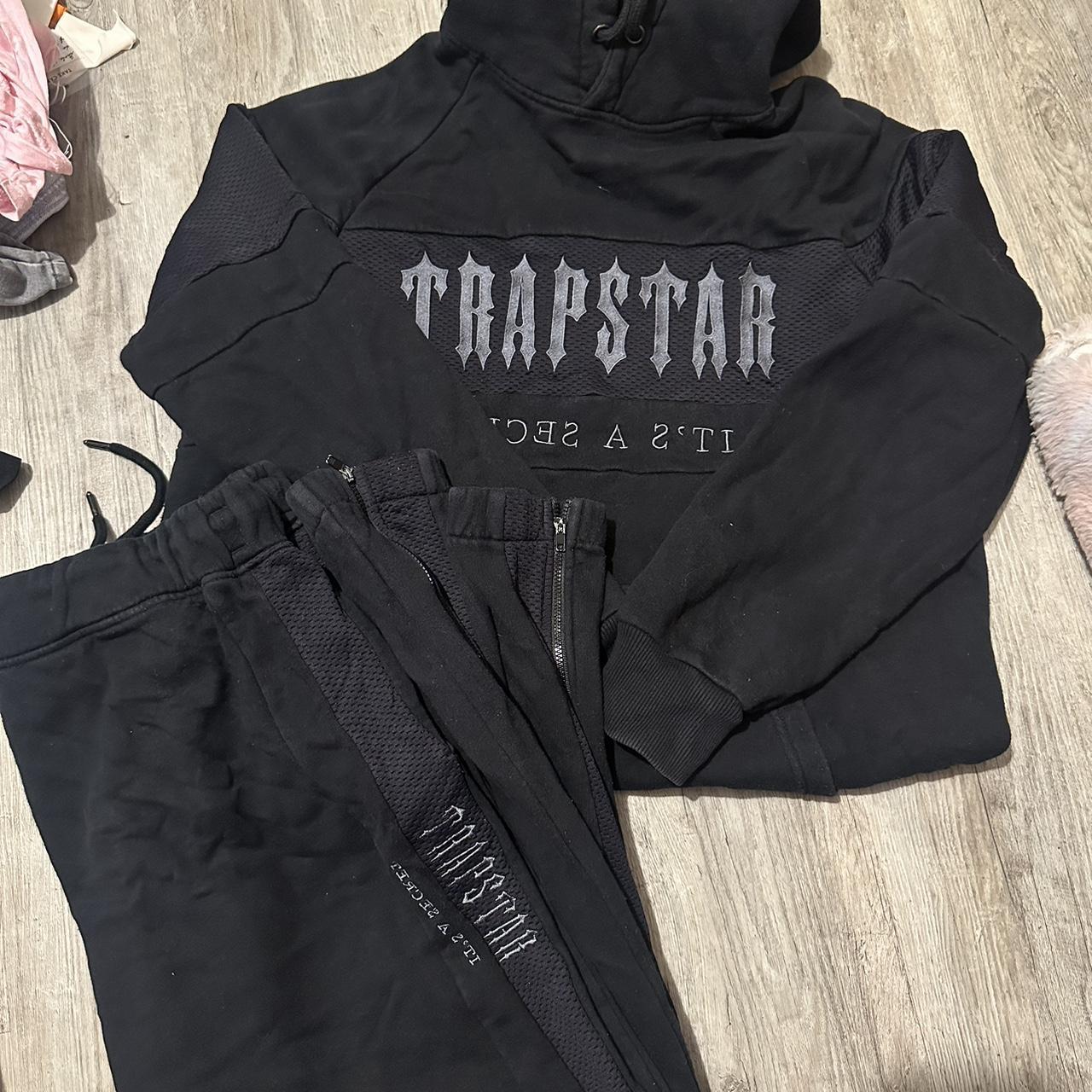 Black and grey trapstar tracksuit Size L Minor... - Depop