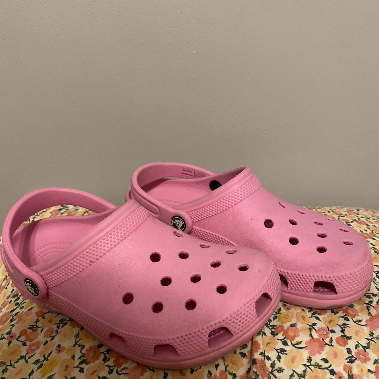 taffy pink crocs, women’s 8, men’s 6 lightly worn,... - Depop