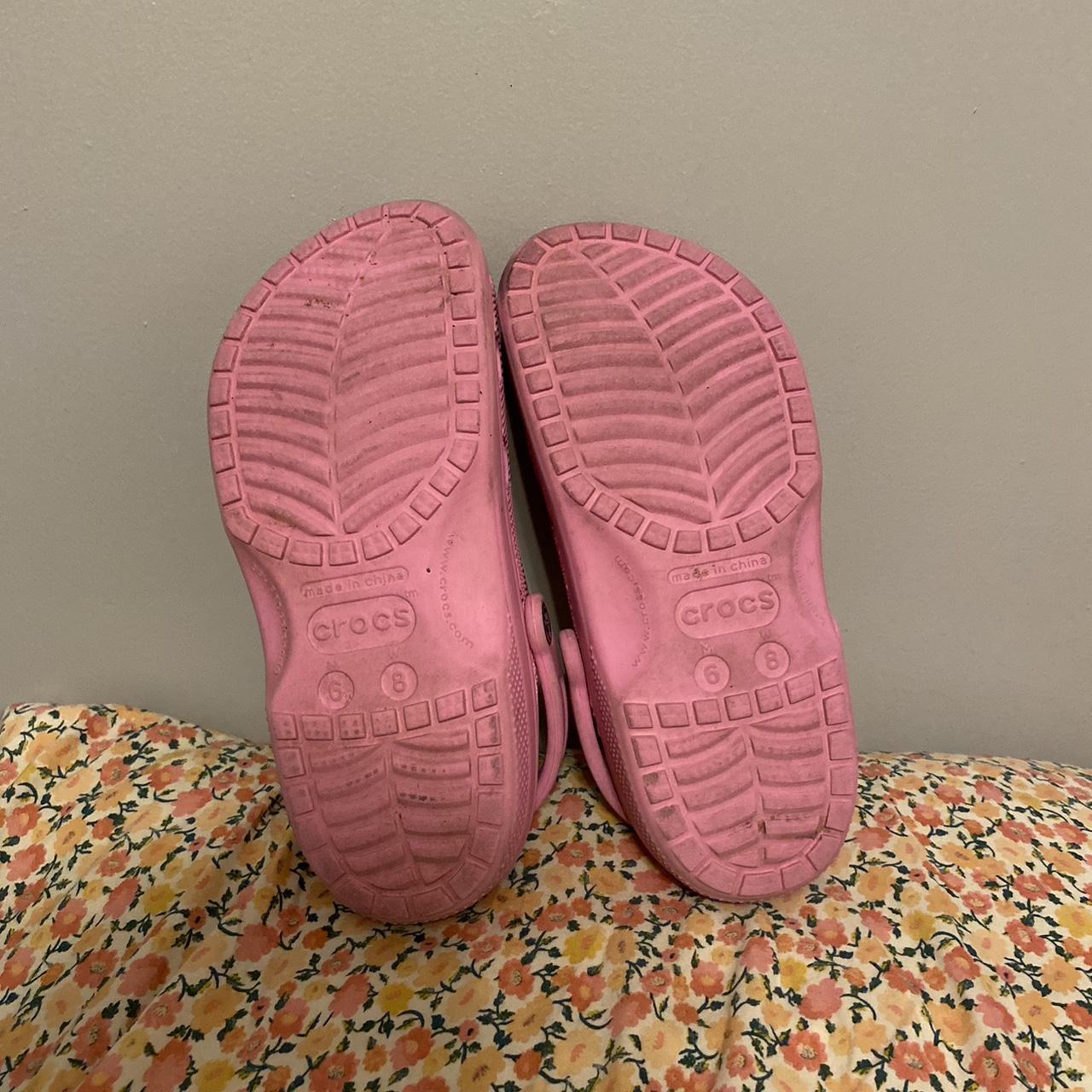 taffy pink crocs, women’s 8, men’s 6 lightly worn,... - Depop