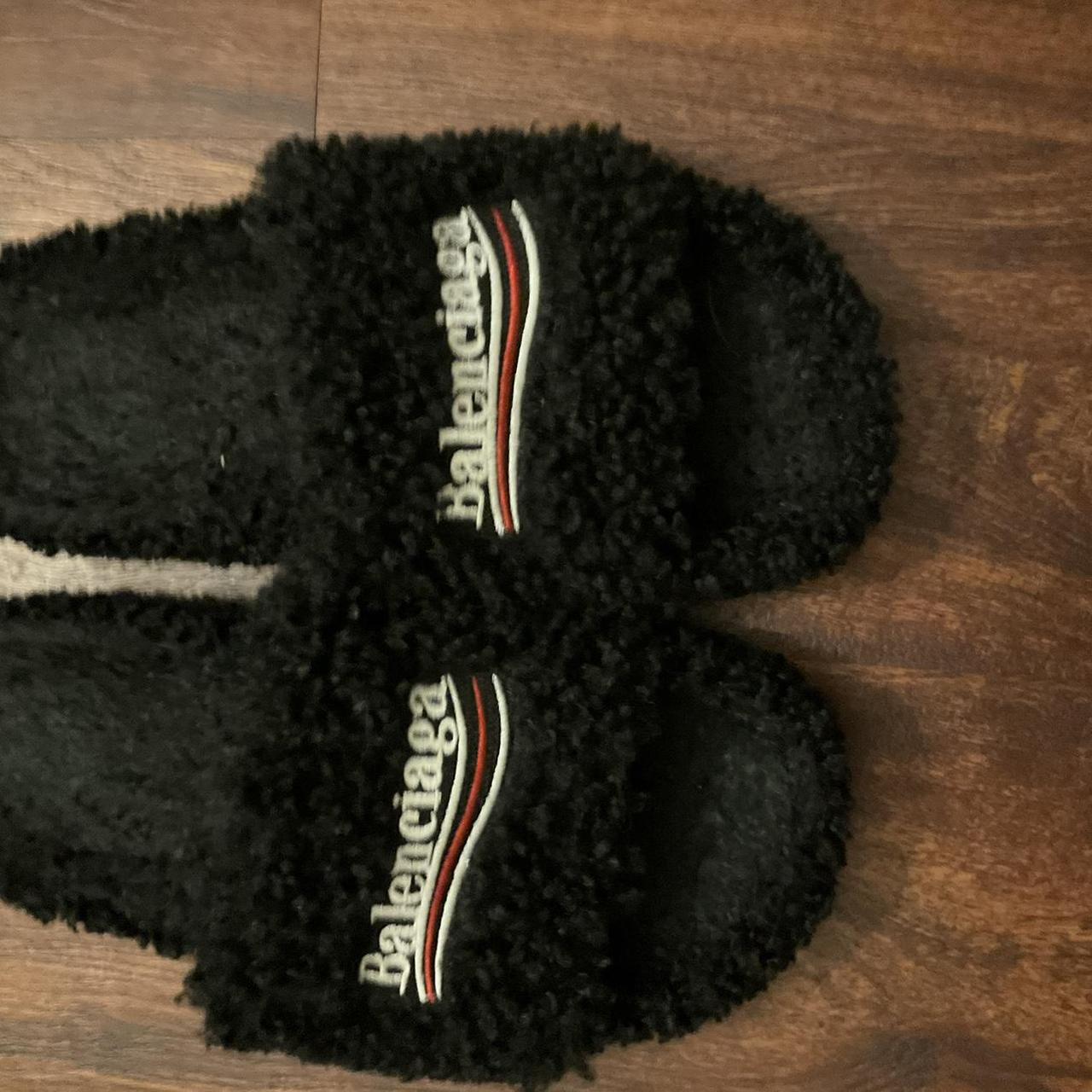 Black balenci fur slides I will send box Dm before... - Depop
