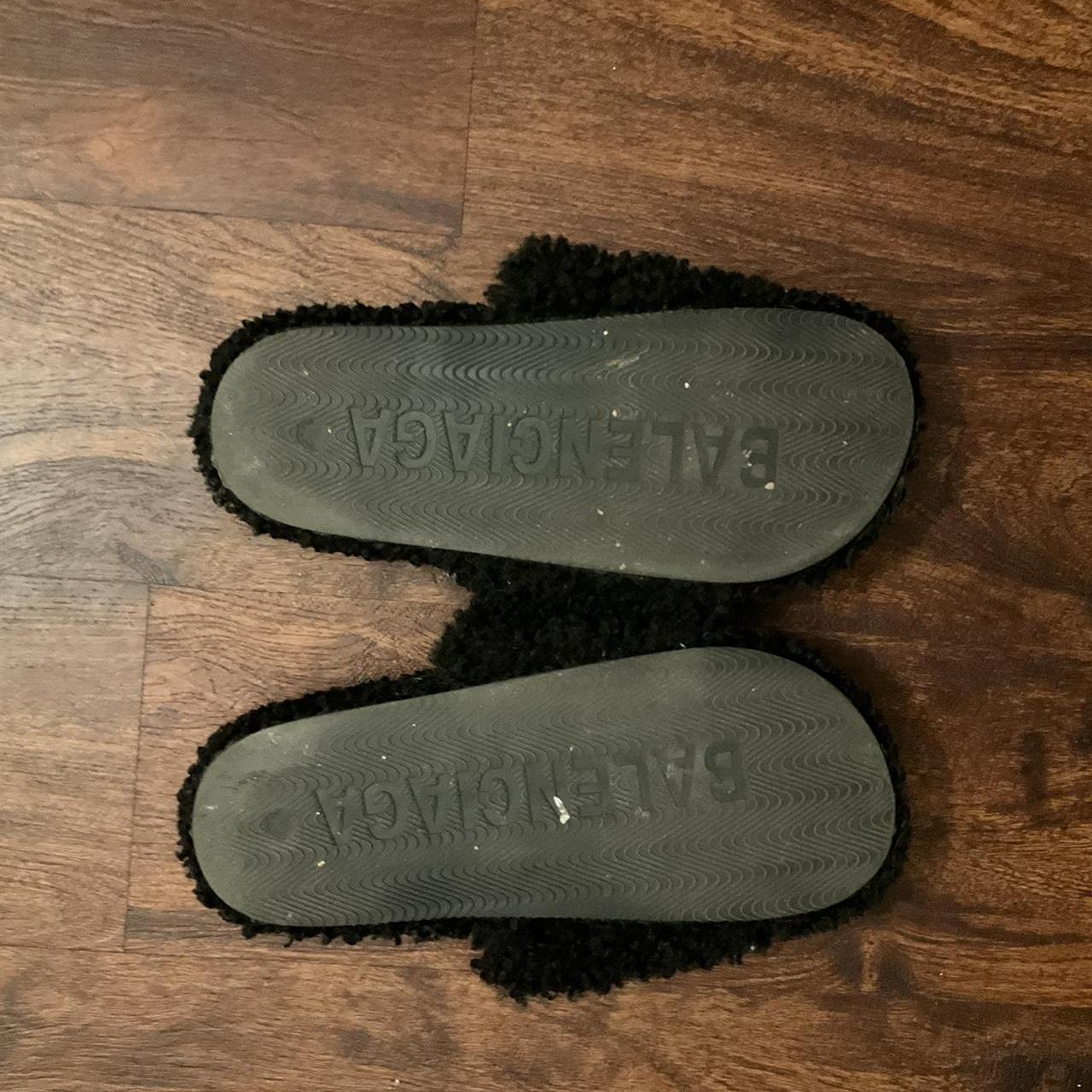 Black balenci fur slides I will send box Dm before... - Depop