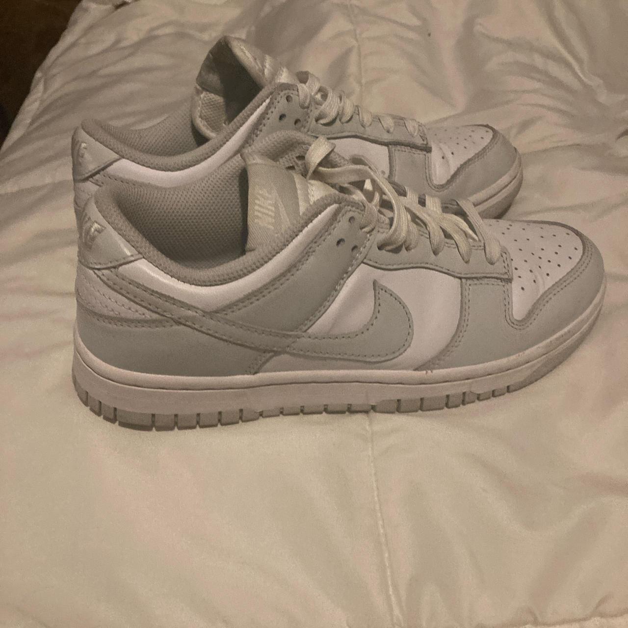 White and light gray Nike dunks Size 6.5 in women’s... - Depop