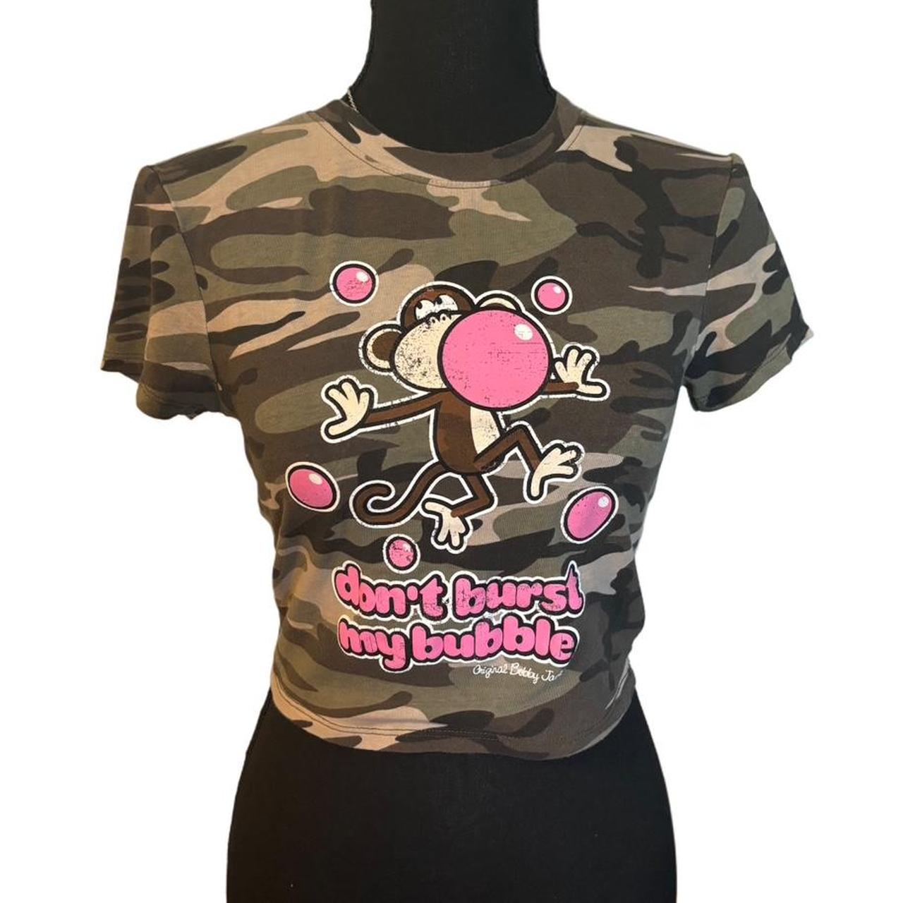 Bobby Jack “Don’t Burst My Bubble” camo crop top... - Depop