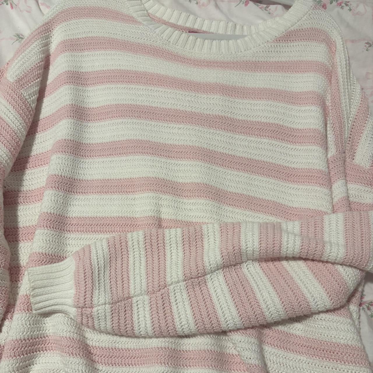 Edikted pink and white strip knit sweater! Size xs... | Depop