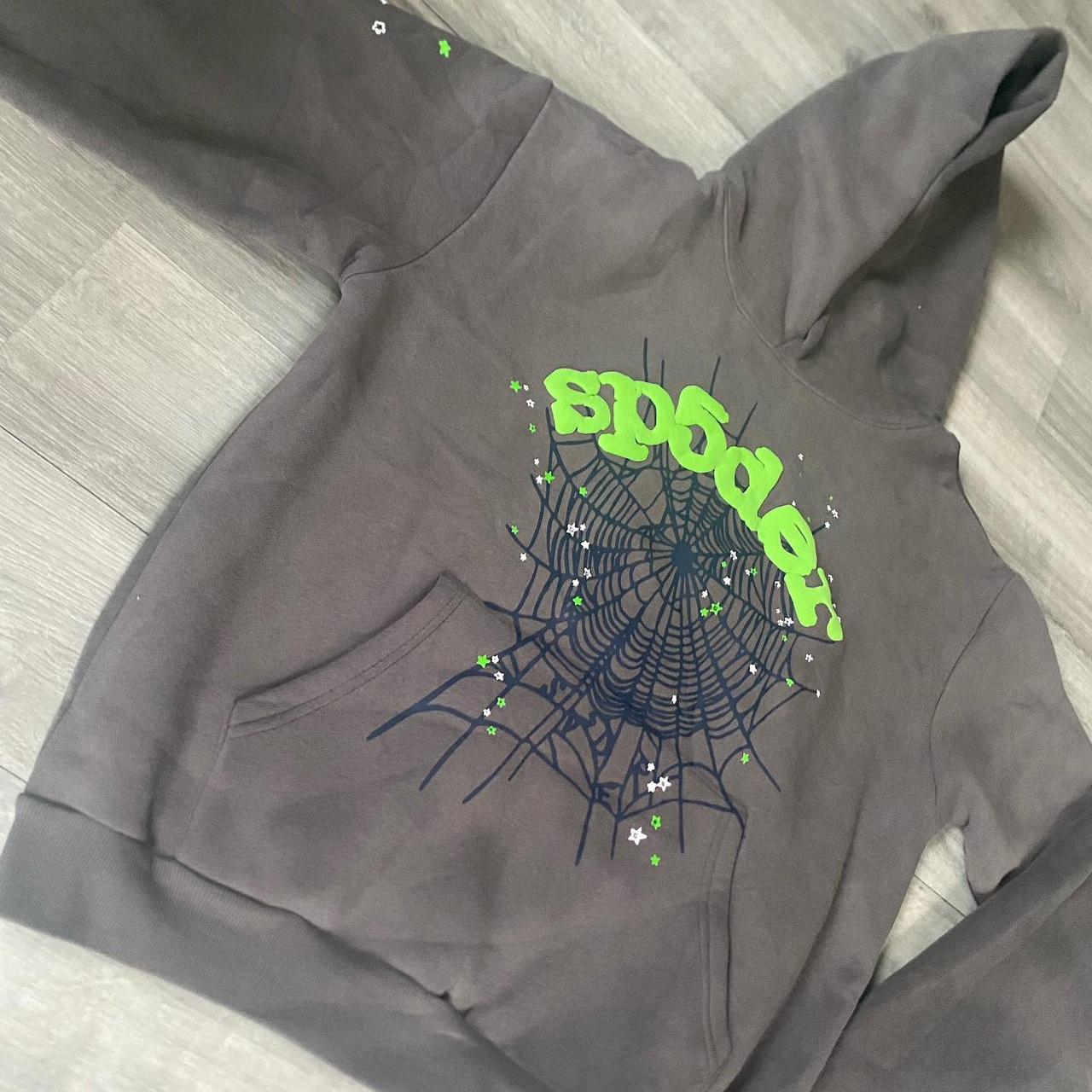 Gray Slate Sp5der hoodie size L - Depop