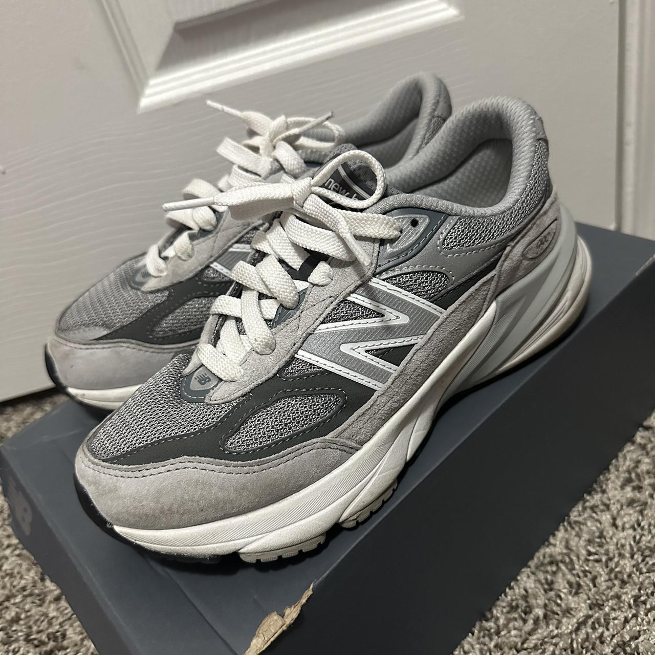 Grey New Balance 990 sneakers size 5 grade school - Depop