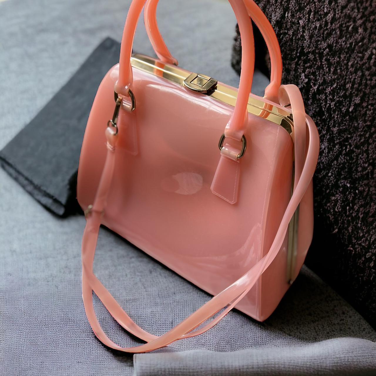Pink Top Handle Silicone Handbag Jelly Purse With... - Depop