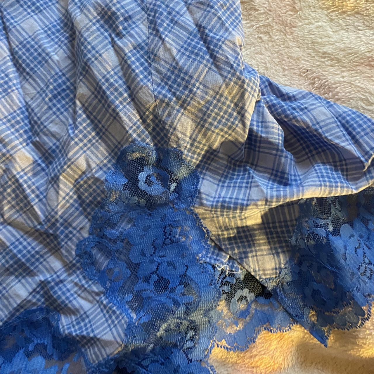 victorias secret blue plad lingerie babydoll top... - Depop