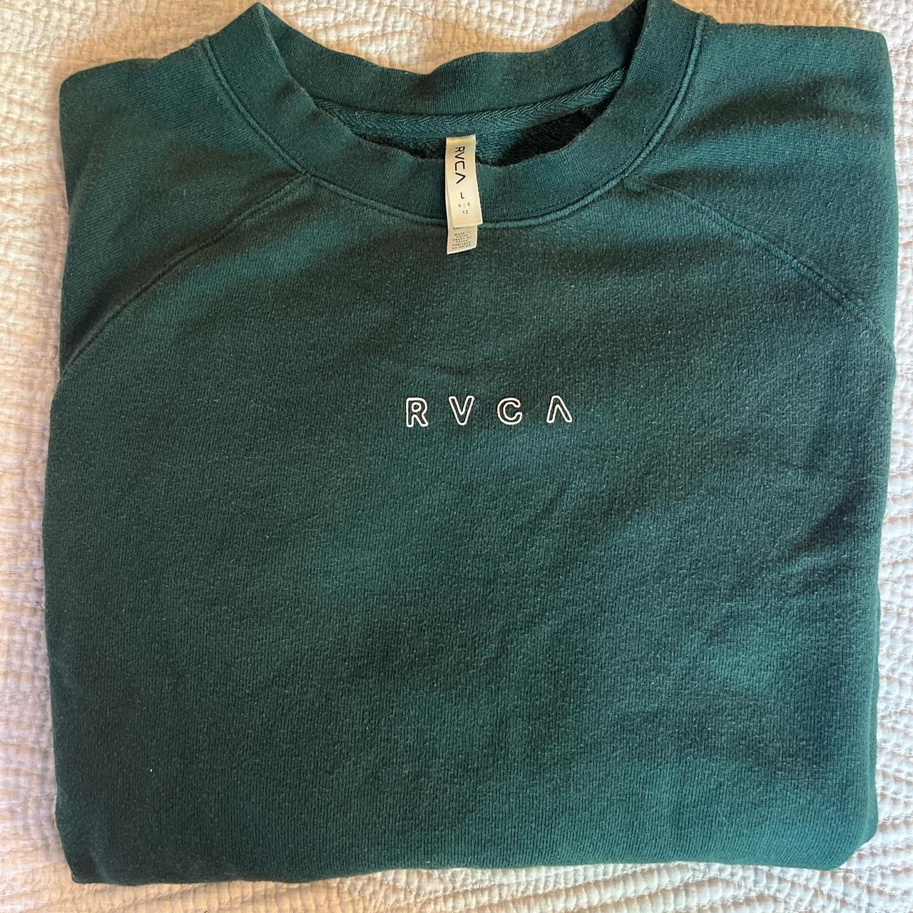 RVCA Forrest green crew neck. Size L but fits like a M. - Depop