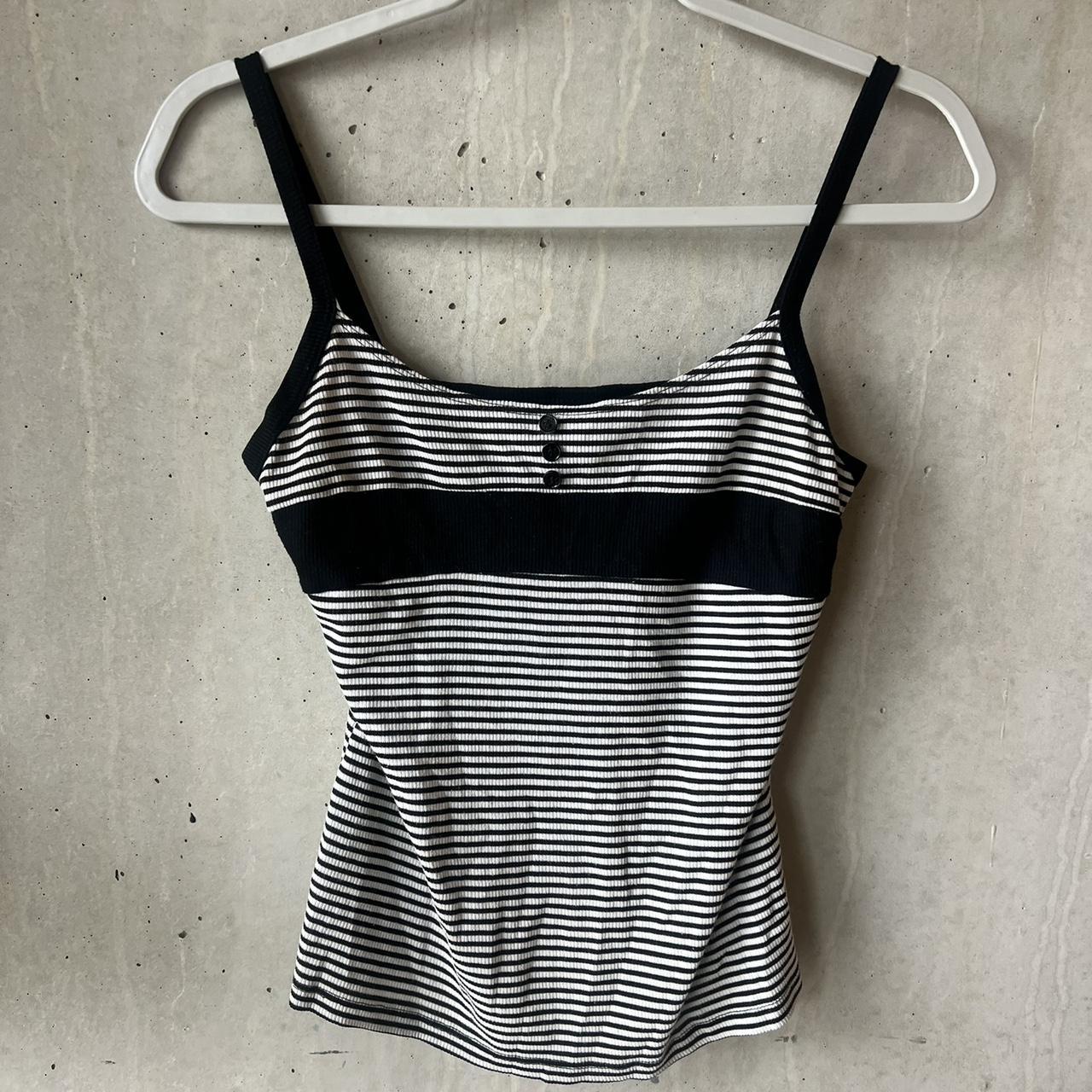 Lmk before purchasing! black and white striped cami... - Depop