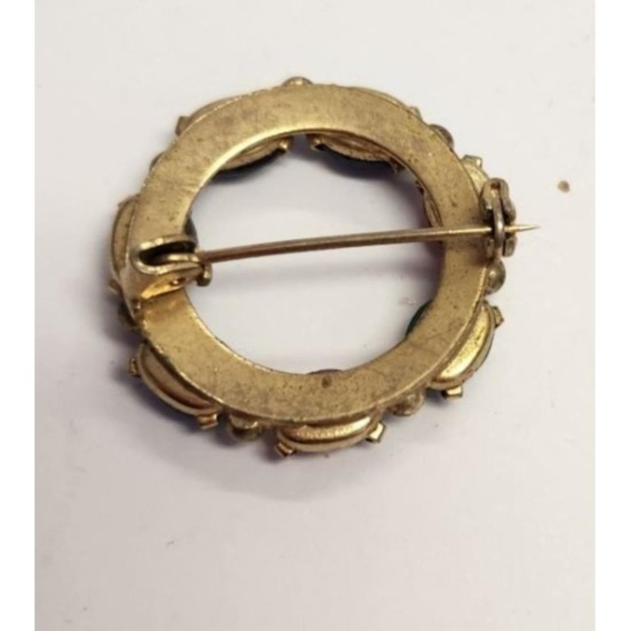 Vintage Circle Pin Brass - Multicolor... - Depop