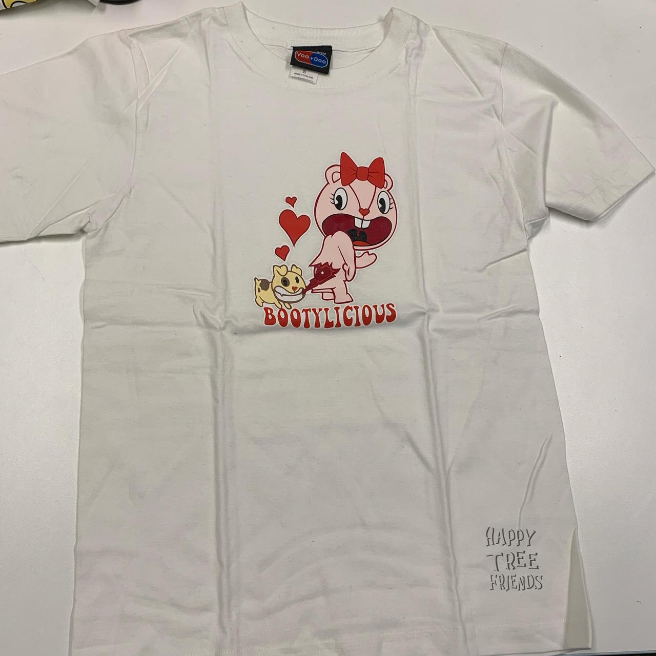 Happy Tree Friends White Bootylicious Tee Shirt.... - Depop