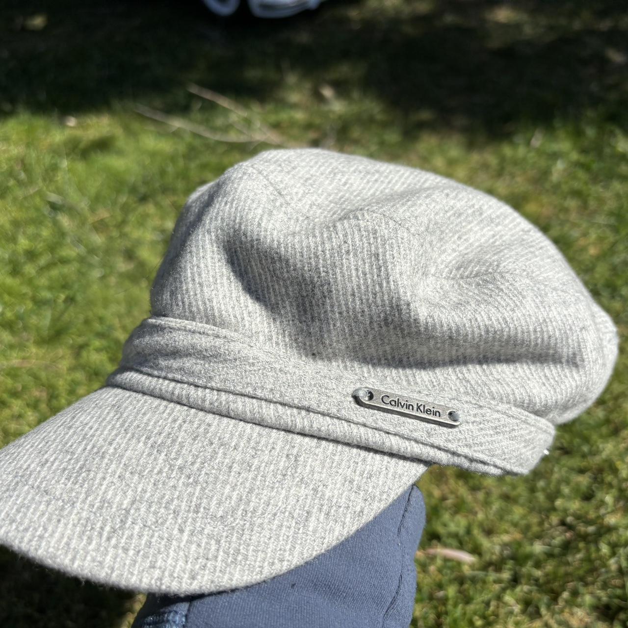 Calvin Klein Gray Wool Blend Hat Cap with Brim - One... - Depop