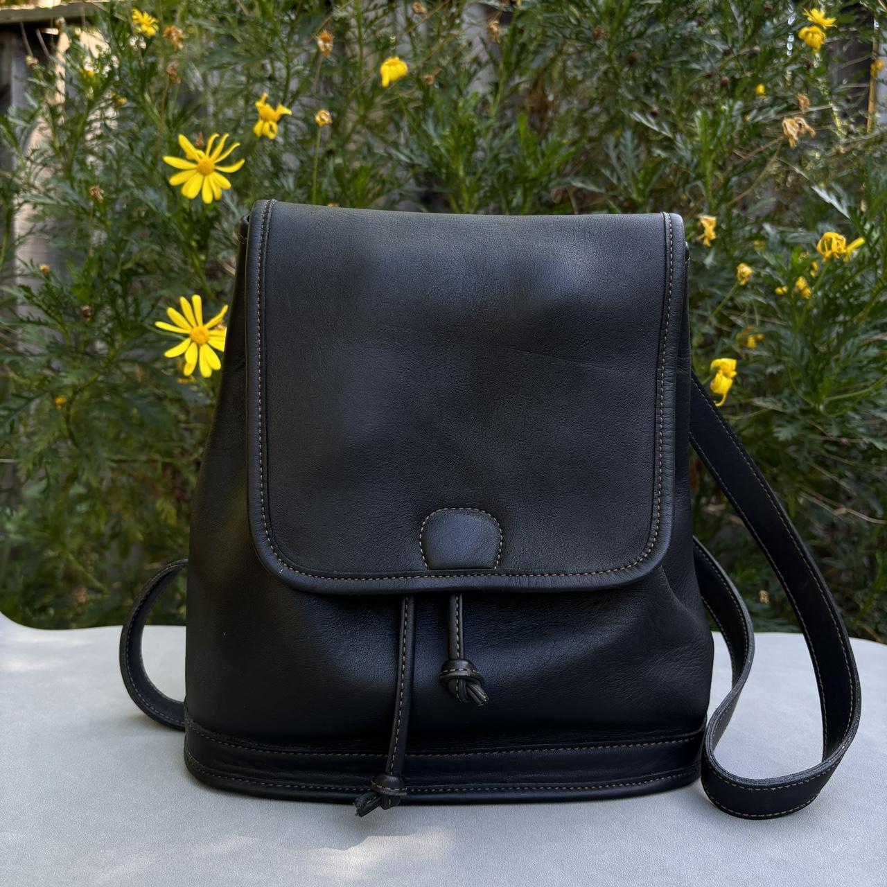 Vintage Coach 9315 Black Leather Drawstring Flap... - Depop