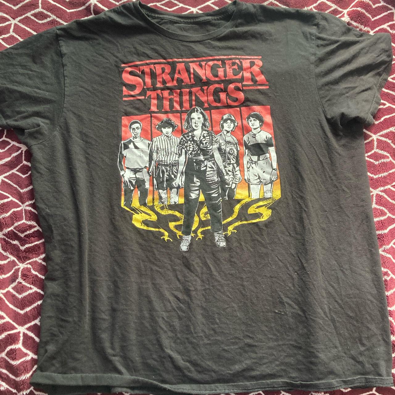 XL black stranger things merch T-Shirt - Depop
