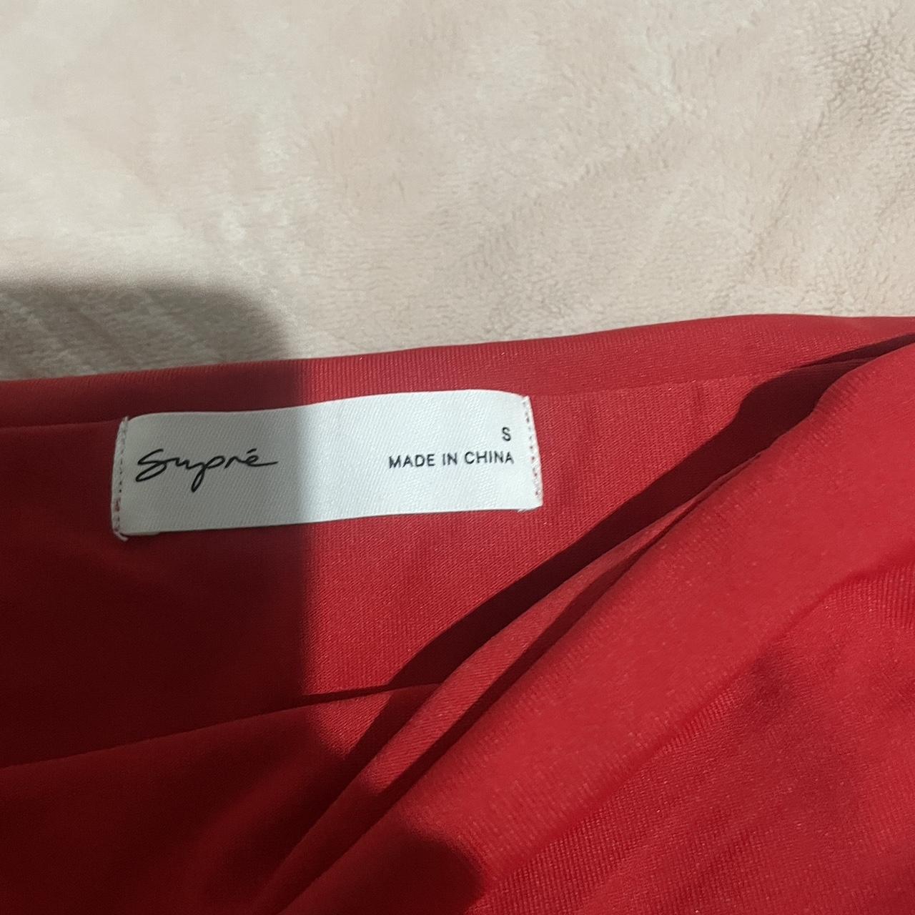 Red off the shoulder luxe top - Depop