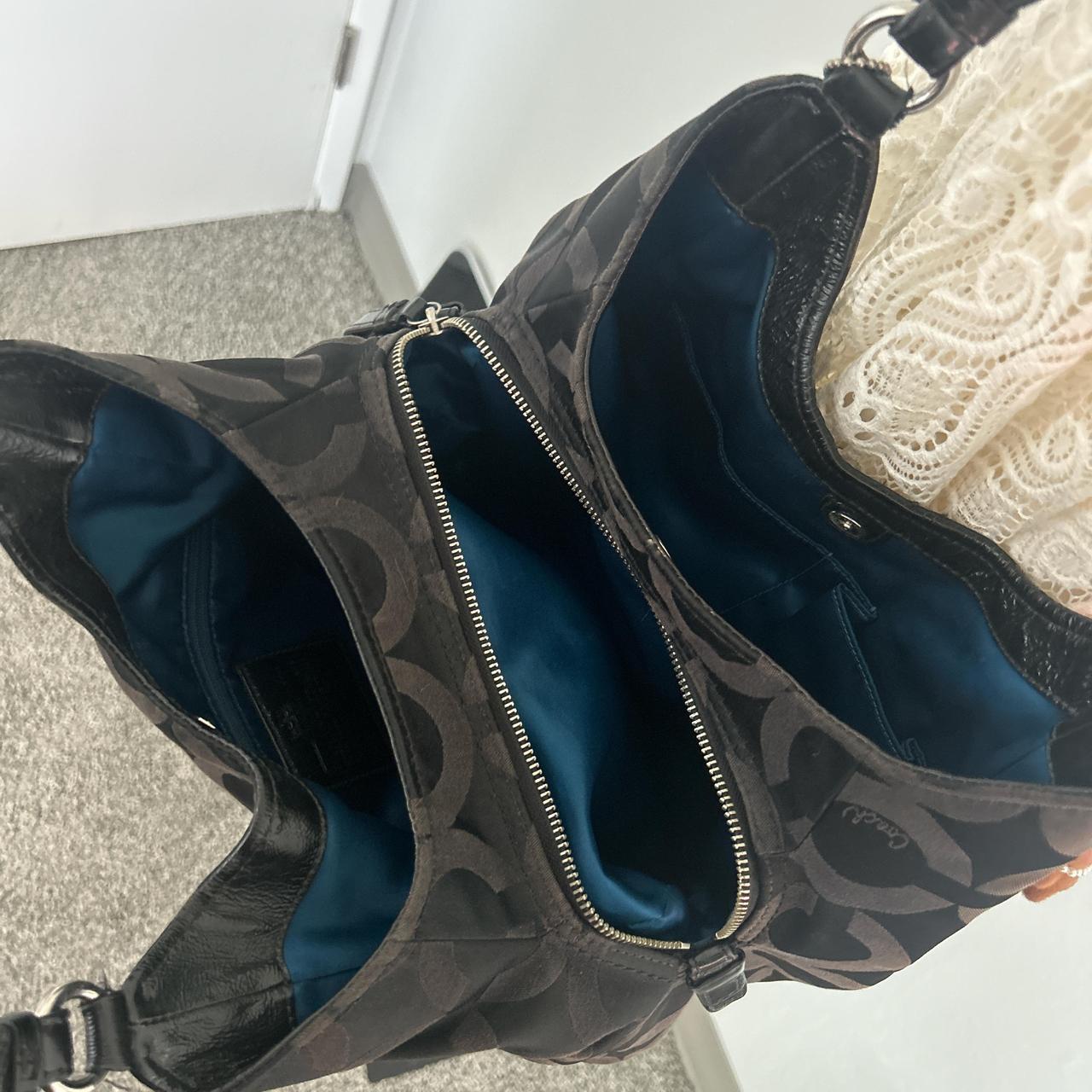 Black coach jacquard fabric shoulder bag with clam... | Depop