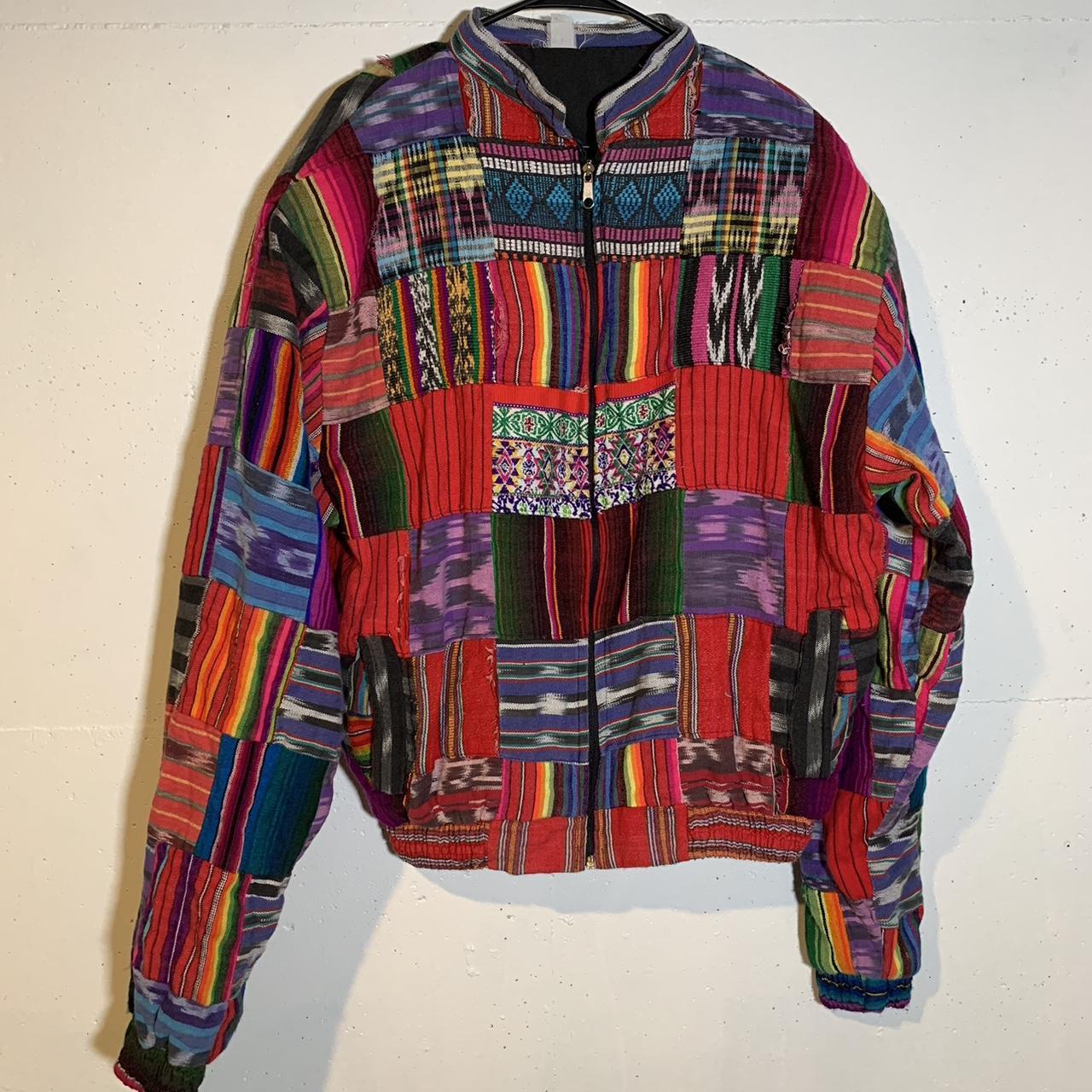 Vintage Crazy Pattern Indie Jacket Size Large... - Depop