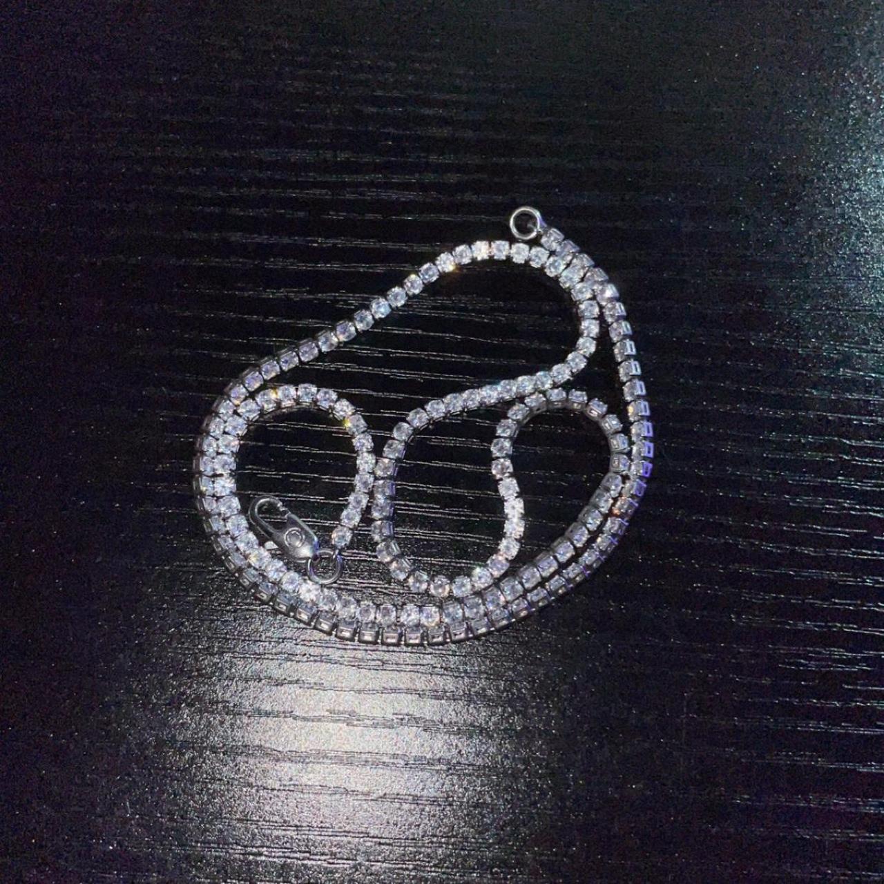 Blinged out silver chain 18 inches - Depop