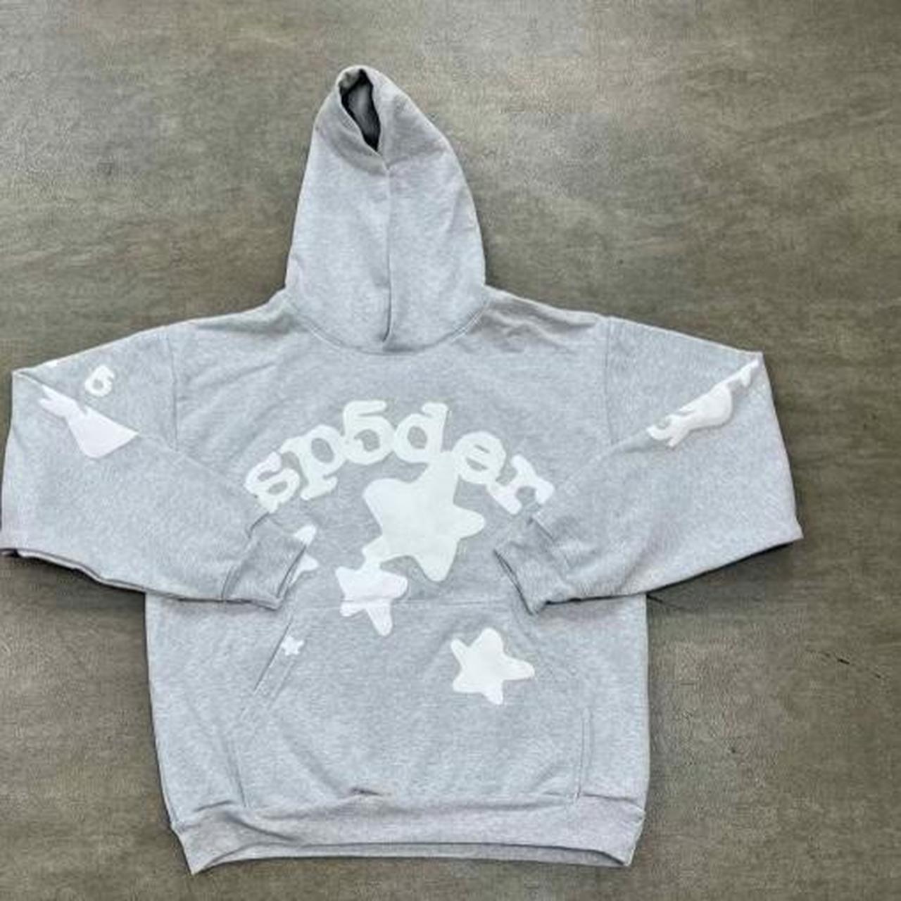 Grey sp5der hoodie - Depop
