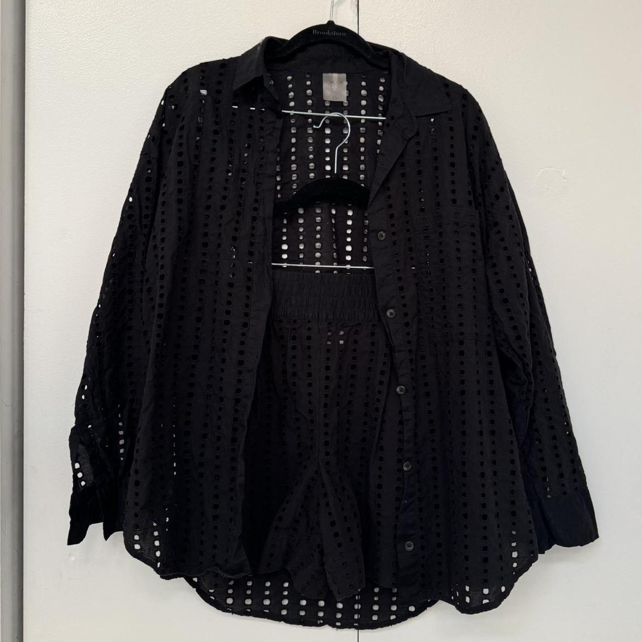 Black Eyelet Lounge Set Size XS/S (Runs more... | Depop