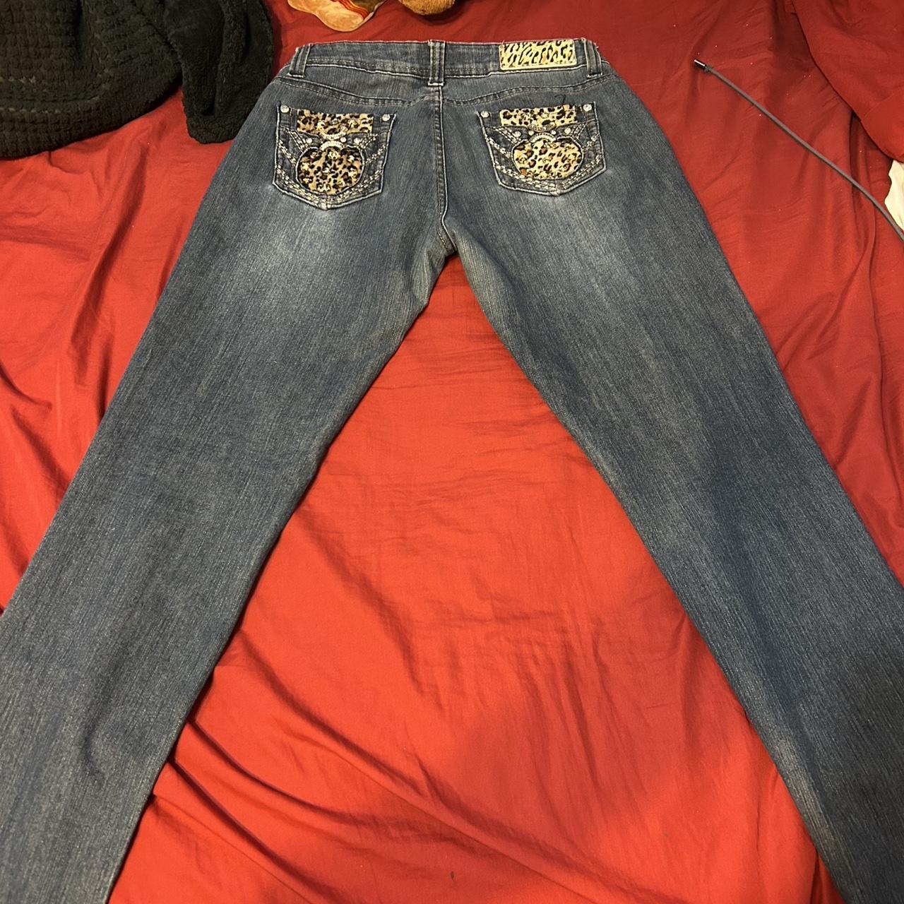 BB Jeans Leopard print jeans with rhinestones (some... - Depop
