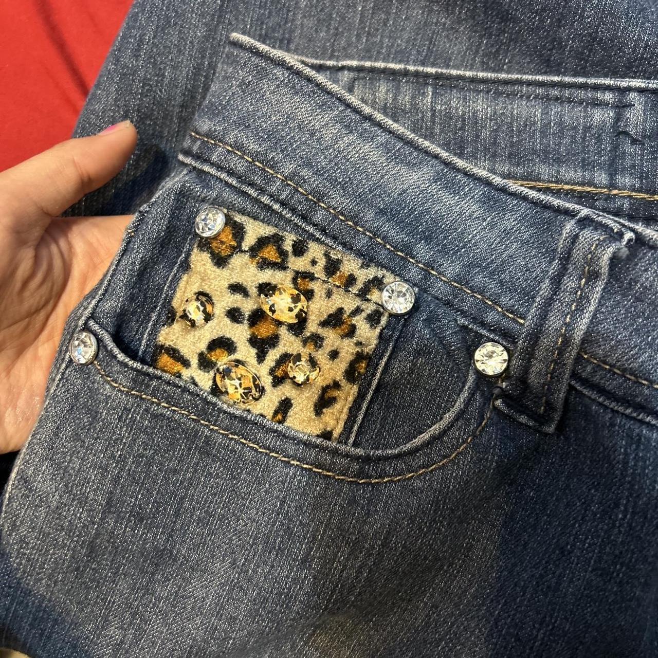 BB Jeans Leopard print jeans with rhinestones (some... - Depop