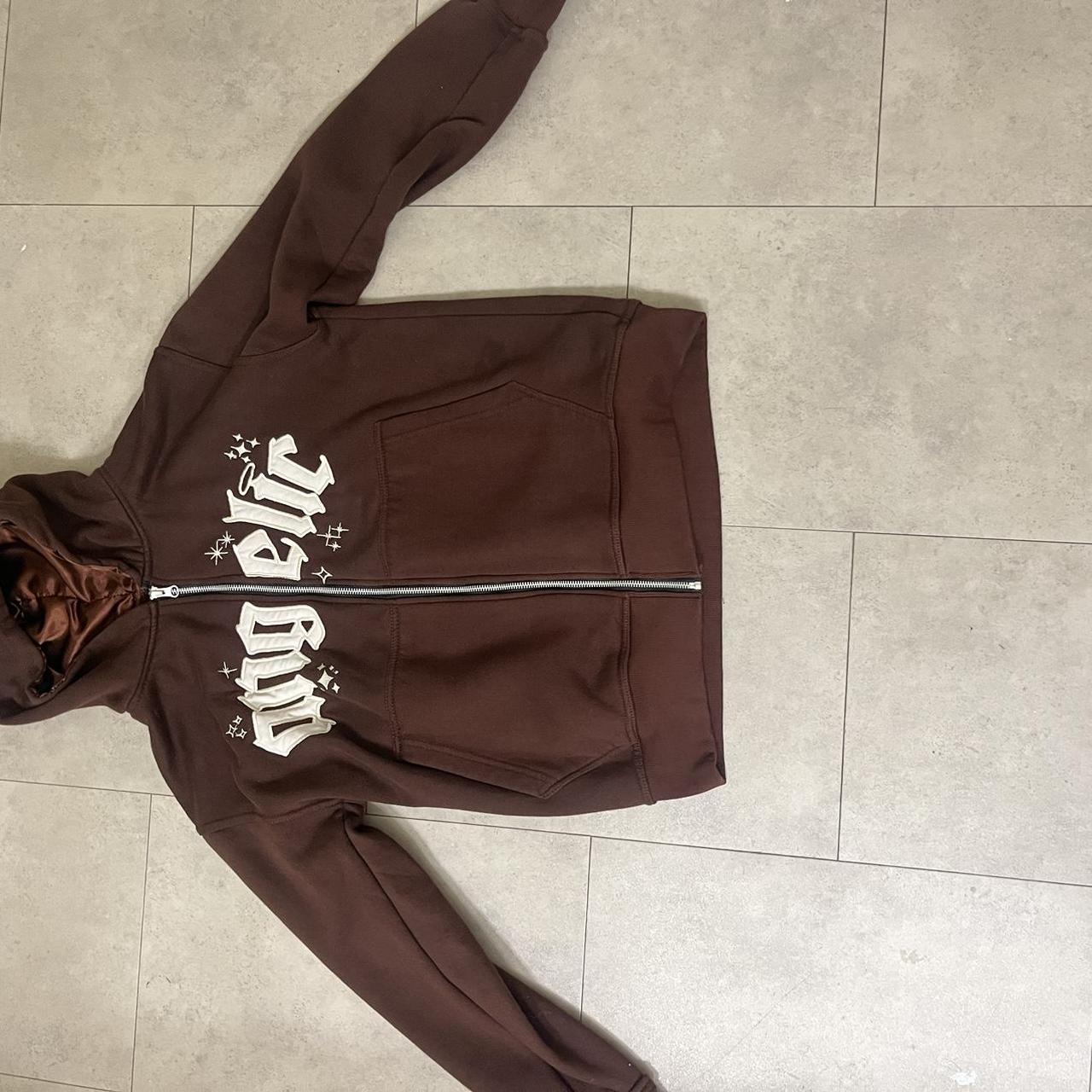 Angelic Motion Zip up Brown - Depop