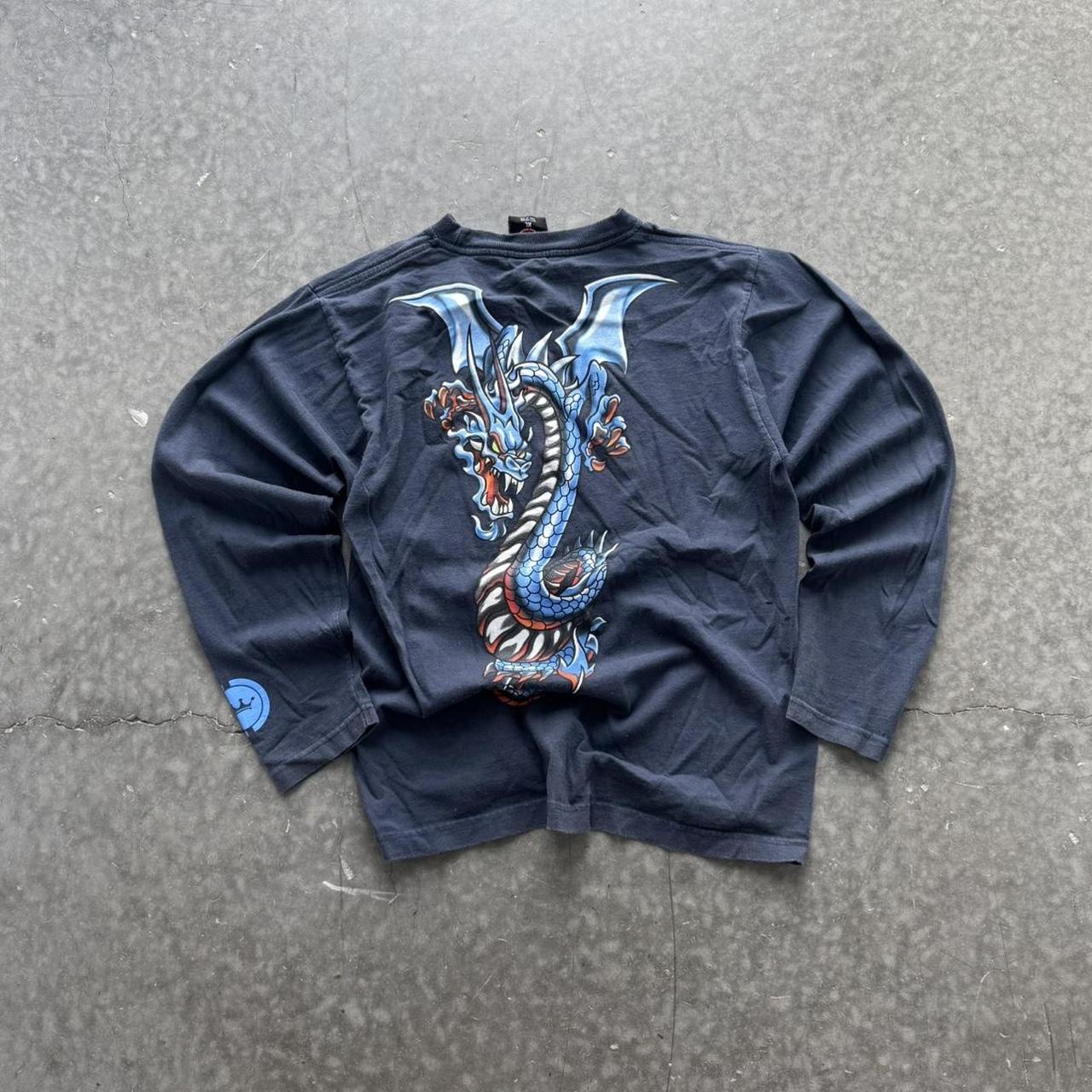 Y2K Jnco Dragon Double Sided Graphic Long Sleeve... | Depop