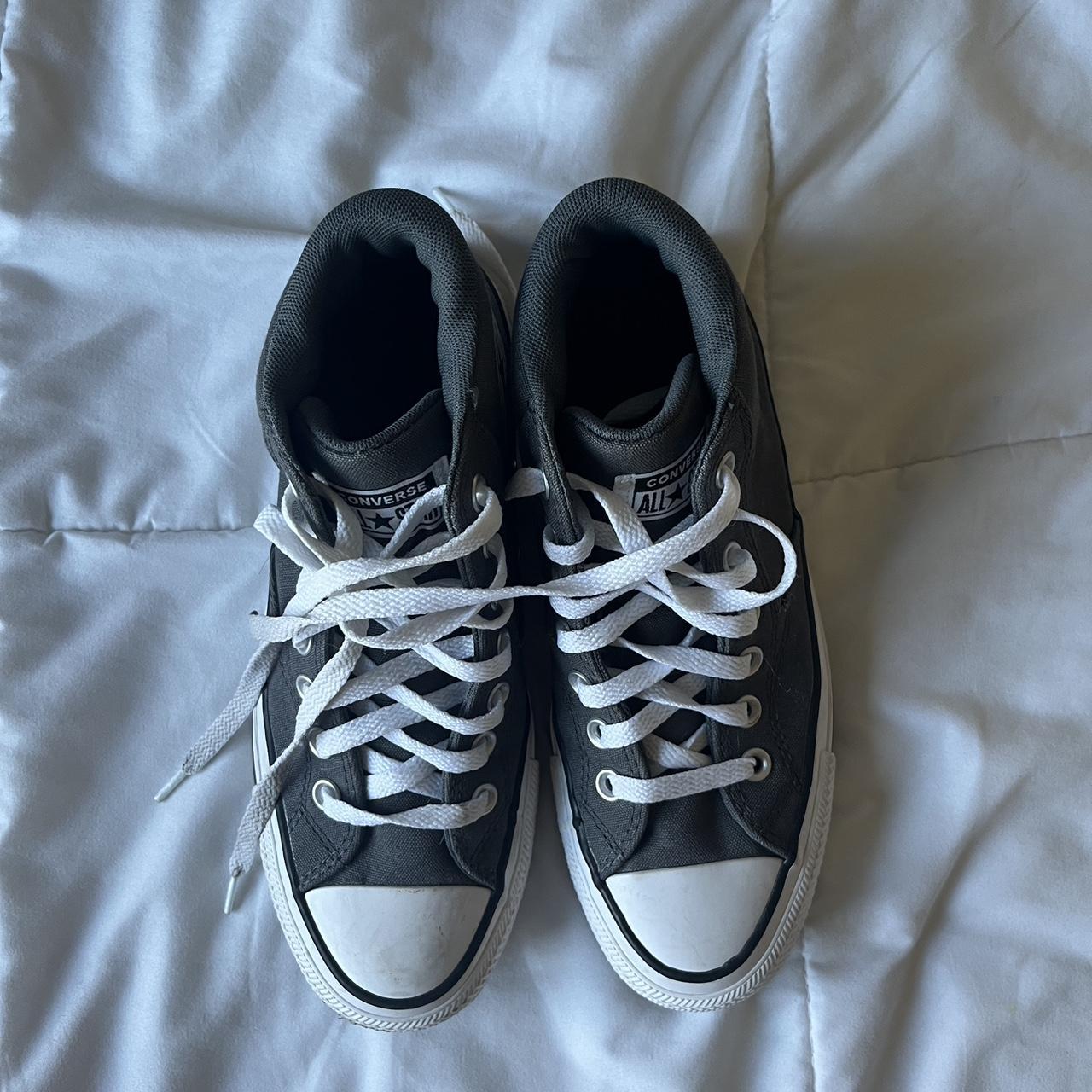 worn literally like once grey converse cute grunge... - Depop