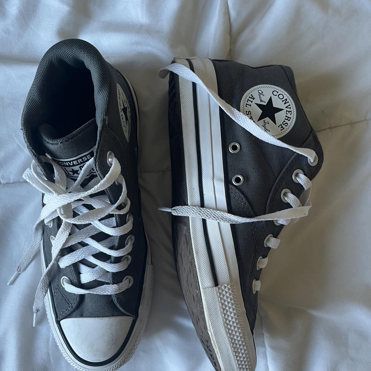 worn literally like once grey converse cute grunge... - Depop