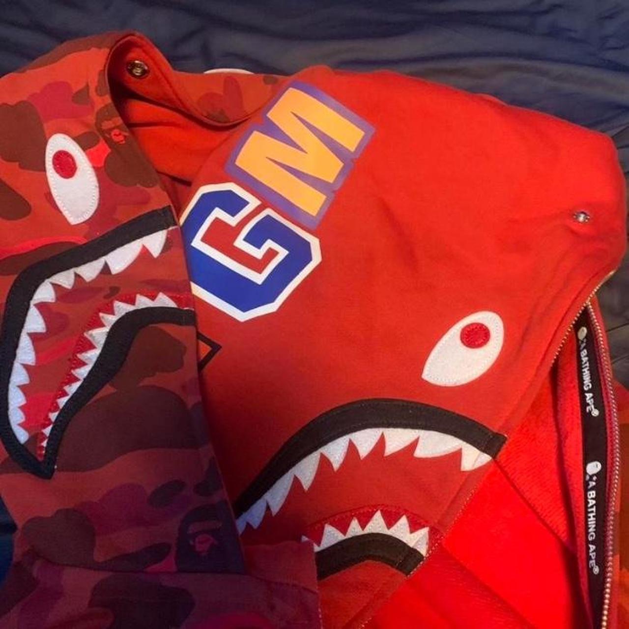 Red bape double hood hoodie will ship out as soon as... - Depop