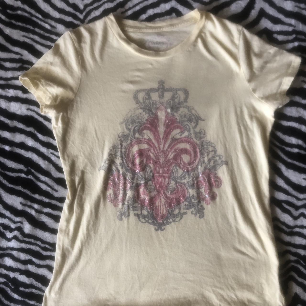 yellow y2k bedazzled rhinestone t-shirt - Depop