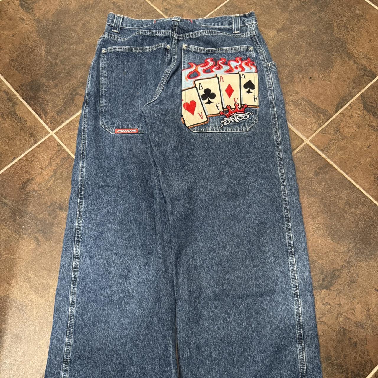 32/30” Deadstock JNCO Flaming Aces Absolutely... | Depop