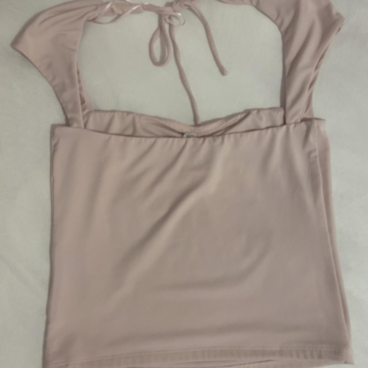 Pink garage halter top with tie back and square neck... - Depop