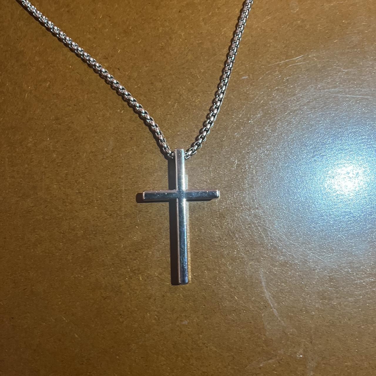 Cross neckless Y2K clean cross chain Pendent 1.8... - Depop