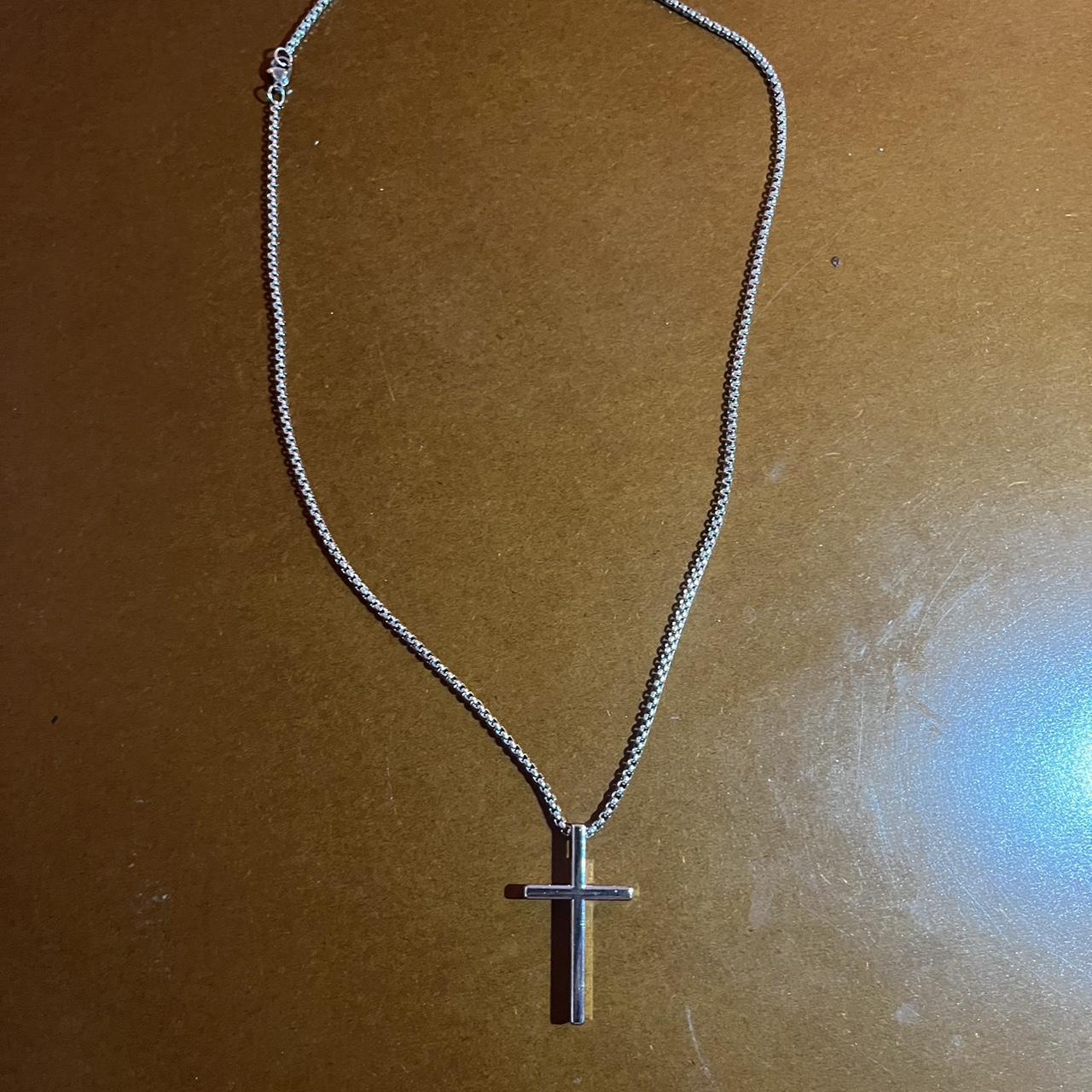 Cross neckless Y2K clean cross chain Pendent 1.8... - Depop