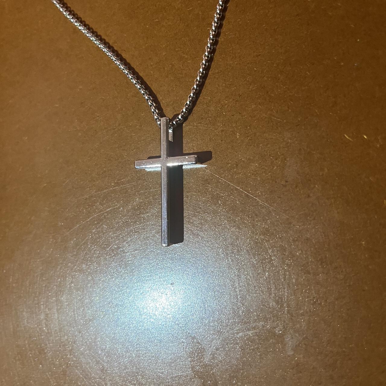 Cross neckless Y2K clean cross chain Pendent 1.8... - Depop