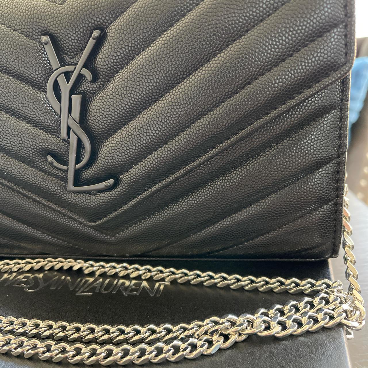 Saint Laurent YSL Monogram Wallet on Chain - Depop