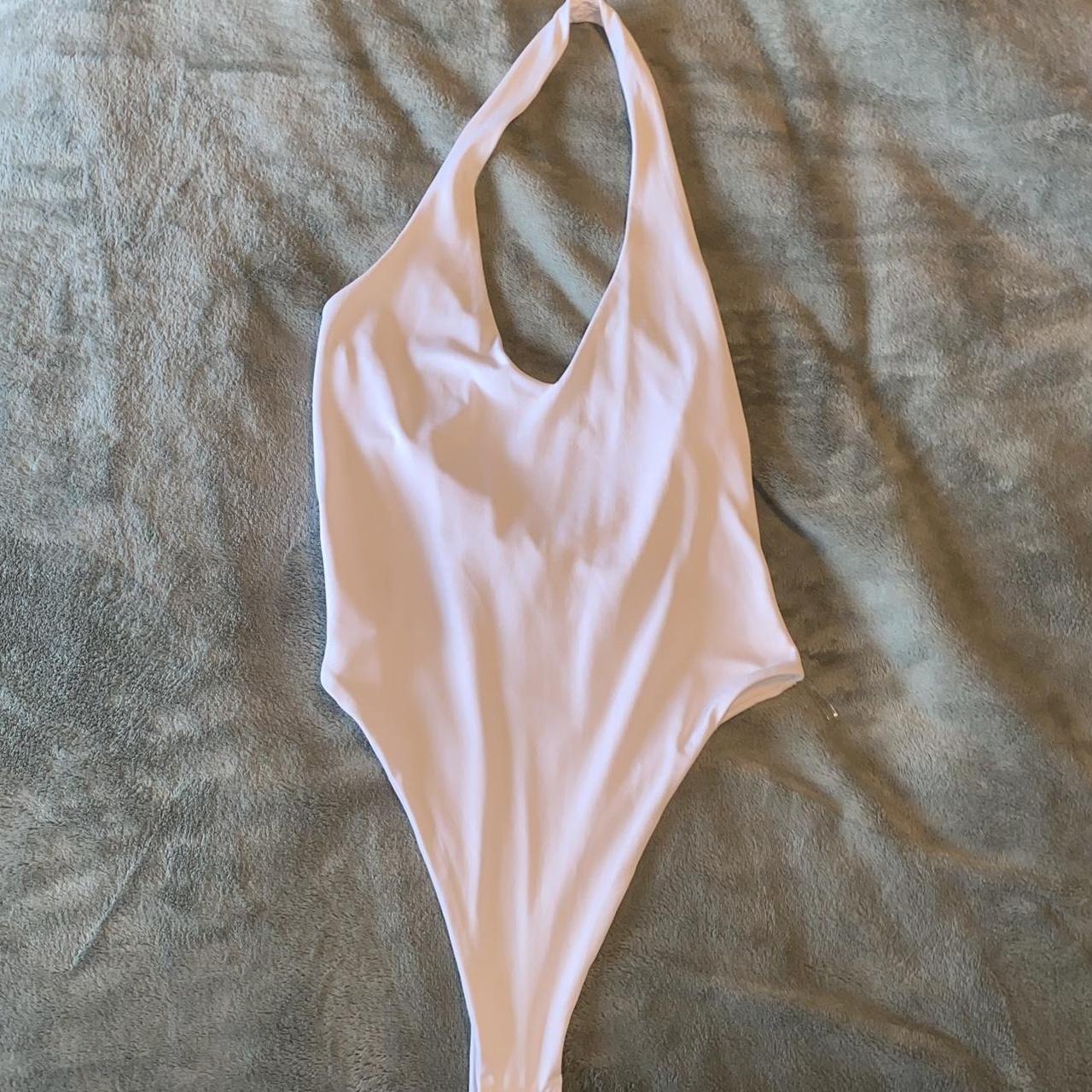 white halter bodysuit supre size s brand new with... - Depop